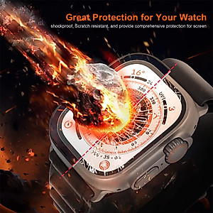 HASDON [12 Pack] Case Compatible with Apple Watch Ultra 2/Ultra 49mm with Tempered Glass Screen Protector, Full Coverage Bumper Hard PC Protective Cover for iWatch 49mm Accessories