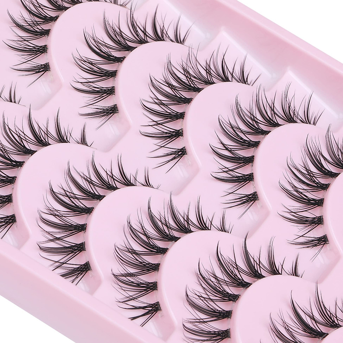Manga Lashes Natural Look False Eyelashes Wispy Clear Band Fake Lashes Asian Korean Cosplay Lashes Faux Mink Lashes Pack 6 Pairs