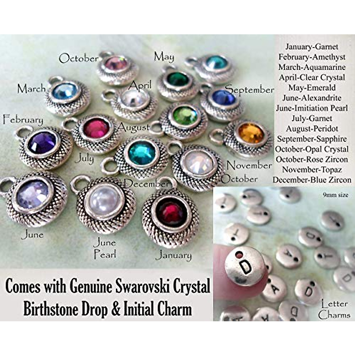 St. Elizabeth Ann Seton Necklace, Keychain or Clip, Swarovski Birthstone Crystal, Initial Charm, Patron Saint, Confirmation Gift, Catholic Jewelry