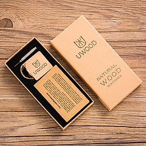 LeeEv Mens Light Weight Unique Wood Watch, Uwood Series Handmade Sandalwood Analog Quartz Vintage Roman Number Natural Wooden Wristwatch