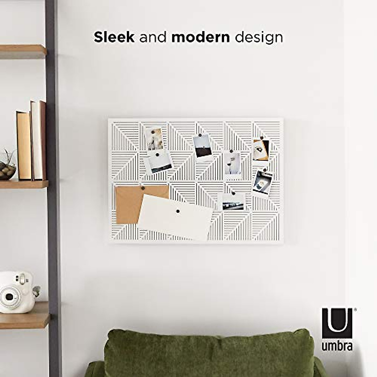 Umbra Trigon, Wall Mounted Bulletin Board, Magnetic Board, and Message Board, White