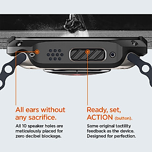 Spigen Tough Armor Designed for Apple Watch Ultra 2/Ultra Case 49mm Durable Full Coverage Apple Watch Ultra Case with Built-in Touch Sensitive Tempered Glass Screen Protector - Black