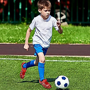 Rhyme-Zeal Kids Soccer Cleats Shoes Boys Girls Athletic Outdoor Indoor Firm Ground Soccer Shoes Comfortable Outdoor Football Shoes Red