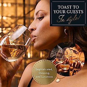 ELIXIR GLASSWARE Stemless Wine Glasses - Hand Blown, Red White Wine Glasses Set of 4 - Premium Crystal Stemless Wine Glasses - Wine Tasting, Wedding, Anniversary, Christmas, Party - 17 oz, Clear