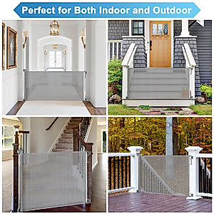 Retractable Baby Gate Extra Wide 35" Tall, Extends to 70" Wide Mesh Pet Gates for Kids or Pets with 2 Sets of Mounting Hardware Indoor Outdoor Long Baby Gate Dog Gates for Doorways, Stairs (35" x 70")