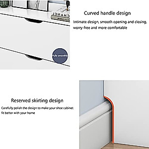 MYSNKU Shoe Cabinet Entryway White Narrow Shoe Storage Cabinet Flip Down Shoe Rack Wood 3 Tier Shoe Organizer Home and Apartment (White, 19.68x45.66)