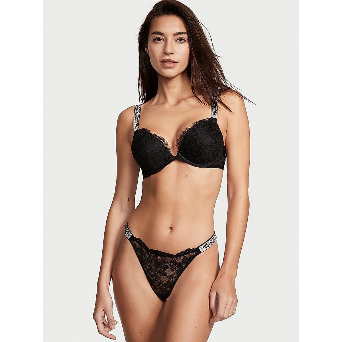Victoria's Secret Very Sexy Lace Thong Women's Underwear, Panties for Women, Black, M