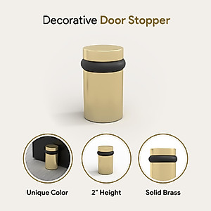 MEGA HANDLES Floor Door Stopper - Gold Door Stopper Quickly Installed Wall Protector, Wall Protectors from Door Knobs, Door Stop Floor Mount with mounting Hardware Included - Satin Brass - 2 Inch