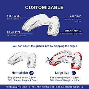ASRL Mouth Guard for Clenching Teeth at Night, Night Guards for Teeth Grinding (4 Pack, 2 Sizes)
