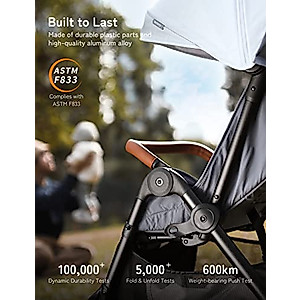 Baby Lightweight Travel Stroller, Besrey Self Folding Automatic Baby Carriage with One-Hand Gravity Fold, Waterproof Canopy, Toddler Compact Portable Stroller with Shock-Absorbing Wheel, up to 50lbs