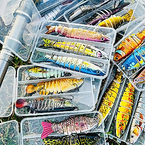 Fishing Lures Topwater Bass Trout Bait 3 PCS Multi Jointed Swimbaits Slow Sinking Bait Set for Saltwater/Freshwater 4-5.1 in