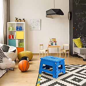 Utopia Home Folding Step Stool - (Pack of 1) Foot Stool with 9 Inch Height - Holds Up to 300 lbs - Lightweight Plastic Foldable Step Stool for Kitchen, Bathroom & Living Room (Blue)