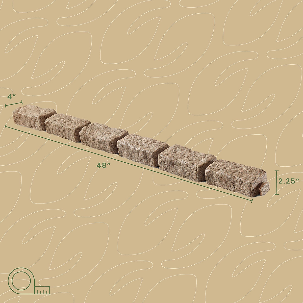 Beuta Landscape Edging | Garden Edging Border | No Dig Faux Stone Bricks for Lawn edging, Flower beds, Pathways & Yards – 4 Packs | Each Pack Has 6 Bricks 48"Lx 4"W x 2.25"H | 12 Spikes | Sandstone