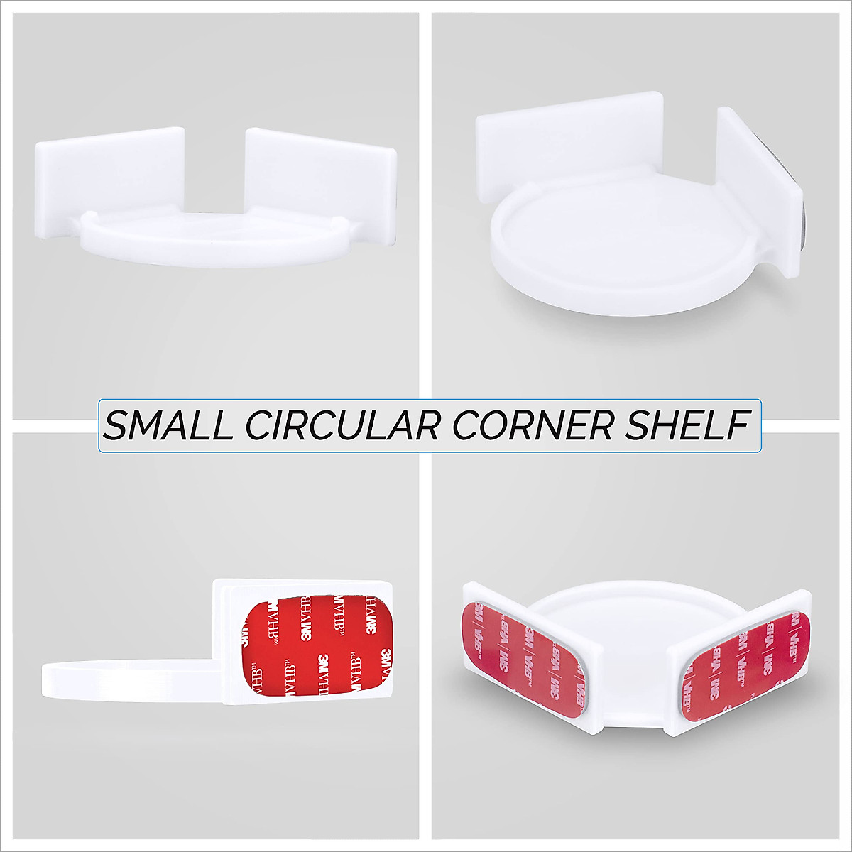 Mini Circular Corner Shelf Mount for Security Cameras, Baby Monitors, Speakers, Plants & More, Universal Holder, Strong Adheasive, No Mess, Screwless by Brainwavz (White)