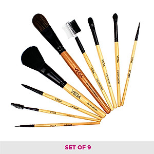 Set of 9 Vega Make-Up-Brushes EVS-09