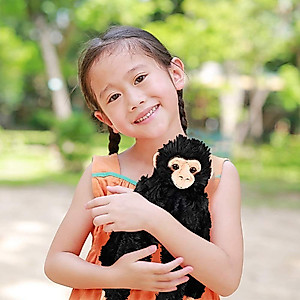 ArtCreativity Black Hanging Chimpanzee Plush Toy, 19 Inch Stuffed Chimpanzee with Realistic Design, Soft and Huggable, Cute Nursery Decor, Best Birthday Gift for Boys and Girls