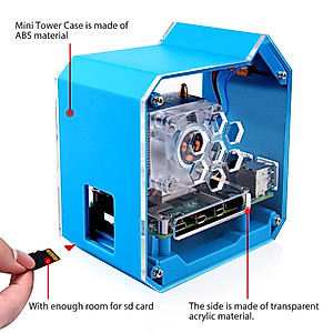 GeeekPi Mini Tower Kit with QC3.0 Power Supply for Raspberry Pi 4, Pi 4 Case with ICE Tower Cooler, 0.96'' OLED Module, RGB Fan, Heatsink, GPIO Expansion Board for Raspberry Pi 4 Model B