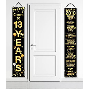 Thirteenth Birthday Decoration 2 Pieces 13th Birthday Party Decorations Cheers to Years Banner Party Decorations Welcome Porch Sign for Years Birthday Supplies (13th-2010)