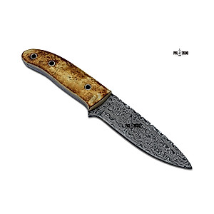 PAL 2000 KNIVES DAM-6003 Handmade Damascus Steel Knife Stained Camel Bone with Genuine Leather Sheath