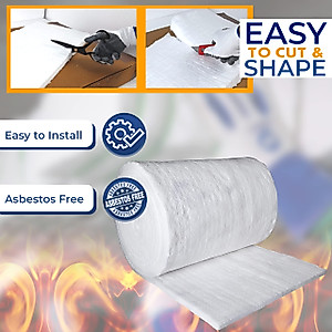 Simond Store Ceramic Fiber Insulation Roll, 2400F (1315C) 1"X24"X25', High Density Fireproof Insulation Blanket for Forge, Foundry, Furnace, Kiln, Wood Stove, Pizza Oven, Dishwasher Insulation Blanket