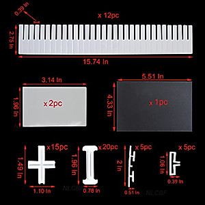 NLCBF 12Pcs Drawer Dividers, Adjustable Drawer Organizer, Plastic Drawer Dividers Organizers with 45pcs Fixed Buckle, Drawer Dividers for Clothes, Sock, Can Help Tidy Kitchen, Dresser, Office