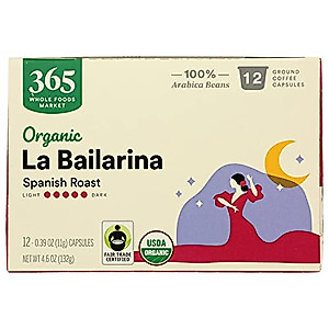 365 by Whole Foods Market, Coffee La Bailarina Spanish Roast Pods Organic 12 Count, 4.6 Ounce
