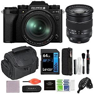 FUJIFILM X-T5 Mirrorless Camera with 16-80mm Lens (Black) Bundle with Advanced Accessories (8 Items) | USA Authorised with Fujifilm Warranty | Fuji xt5
