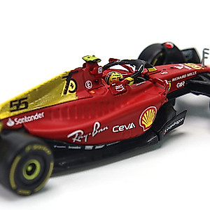 JODIYAAH Bburago 1/43 2022 F1-75 75th Anniversary Giallo Modena #16 Charles Leclerc F1-75#55 Carlos Sainz Alloy Luxury Vehicle Diecast Cars Model Toy Collection Gift (F1-75#55 Hardcover)