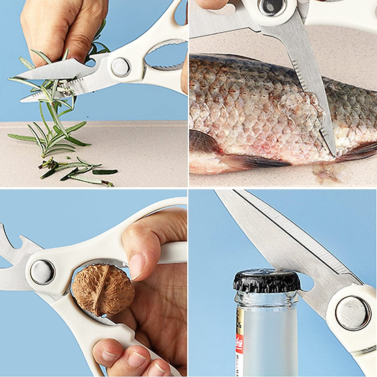 Kitchen Knife Set, 5PCS Stainless Steel Knife Set with Block, High Carbon White Kitchen Knife Set with Ergonomic Handle for Chopping Slicing Dicing Cutting Paring (White)