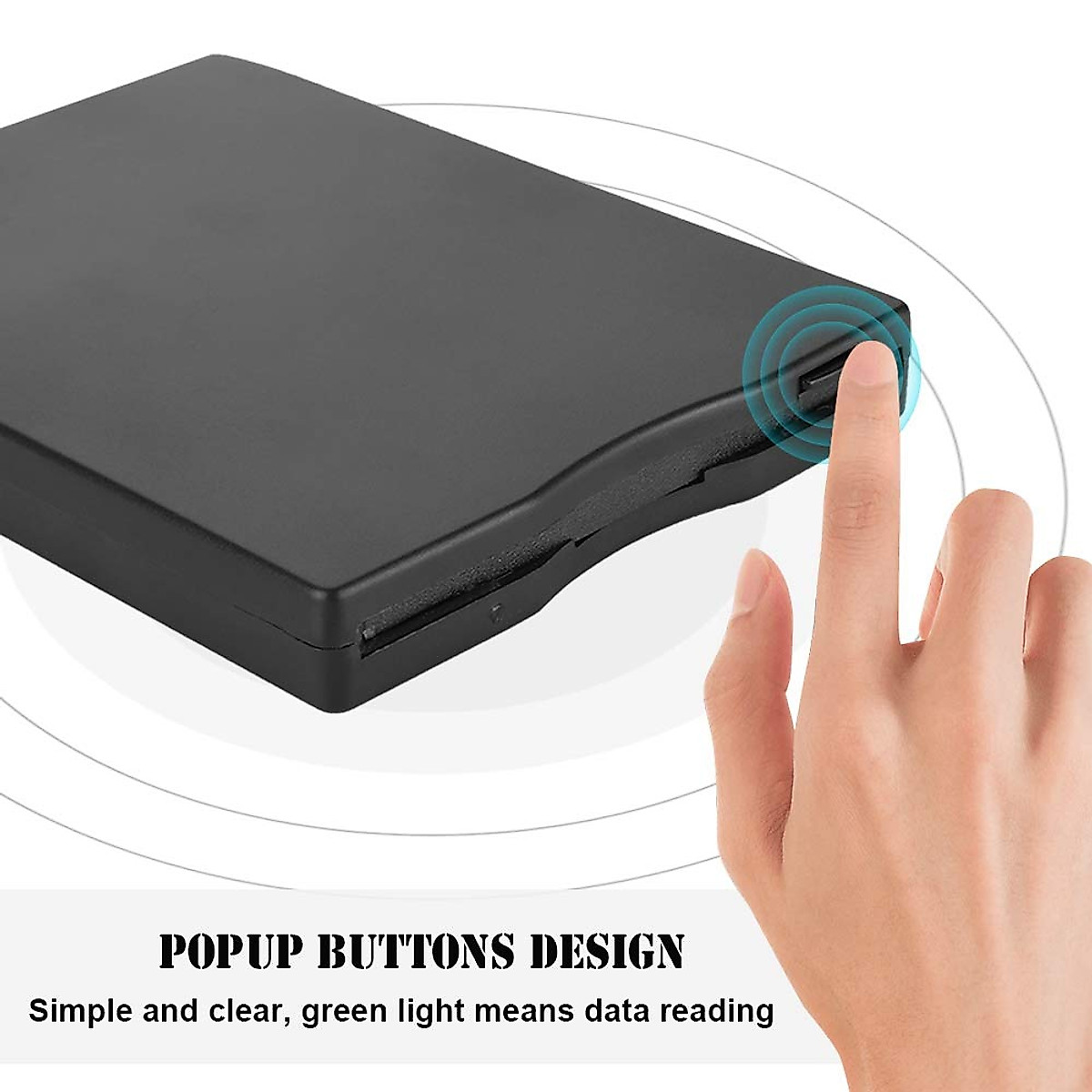 1.44 MB External USB FDD Floppy Disk Drive for PC Laptop , Floppy Diskette Disk Drive Notebook | Black USB External Floppy Diskette with Shockproof Footrest