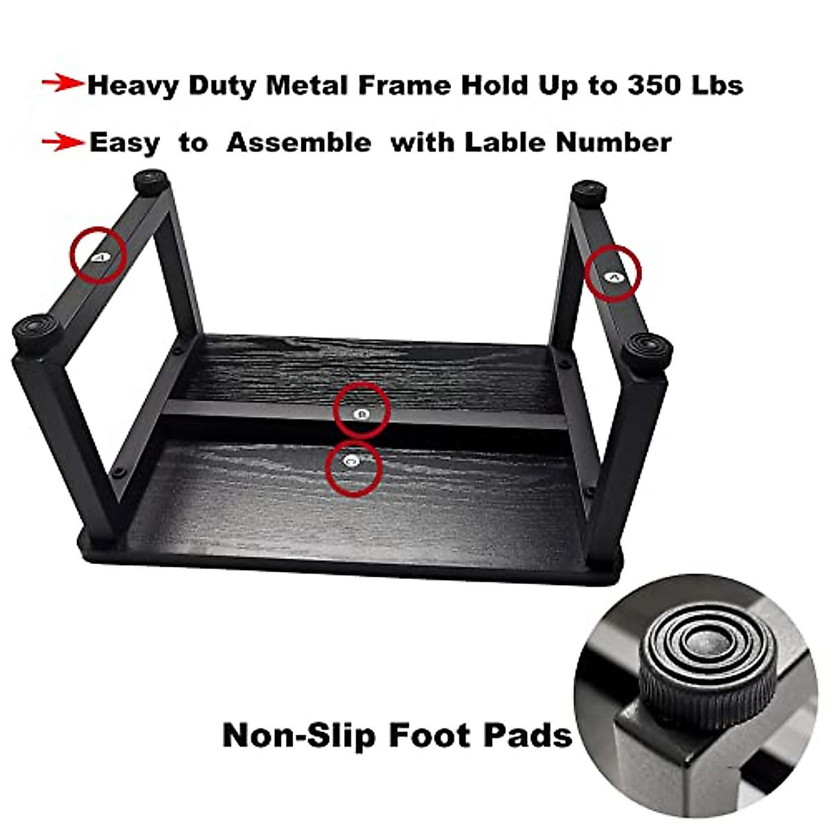 TSTWETO Step Stool, Wooden Step Stools for Adults Kids, Wood Bedside Bed Steps for High Beds, Heavy Duty One Stepping Stool for Kitchen Bathroom Bedroom, Hold Up 400 Lbs Capacity -Black