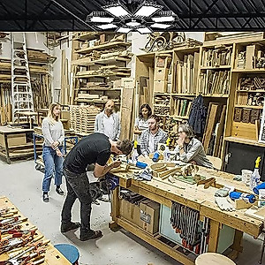 Fucoda 250W LED High Bay Light 35,000LM Industrial Commercial LED Shop Light with 5’ Cables Plug High Bay LED Lights for Commercial Warehouse Workshop Garage Factory Barn Low Bay Area Light- 2 Pack