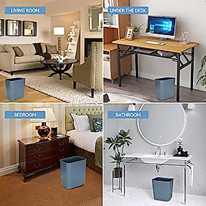 ZOFORTY 4 Pack Slim Plastic Trash Can Wastebasket 1.5 Gallon Small Garbage Bin Rectangle Trash Bin Waste Basket for Office Bathroom Bedroom Home Kitchen Dorm - 10” High