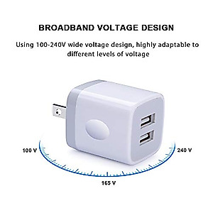 USB Wall Charger Adapter, FiveBox 5Pack 2.1Amp Fast Dual Port Wall Charger USB Plug Charging Block Charger Brick Charger Cube Charger Box Compatible iPhone 14/13/12/11/Xs/XR/X/8/7/6, Samsung, Android