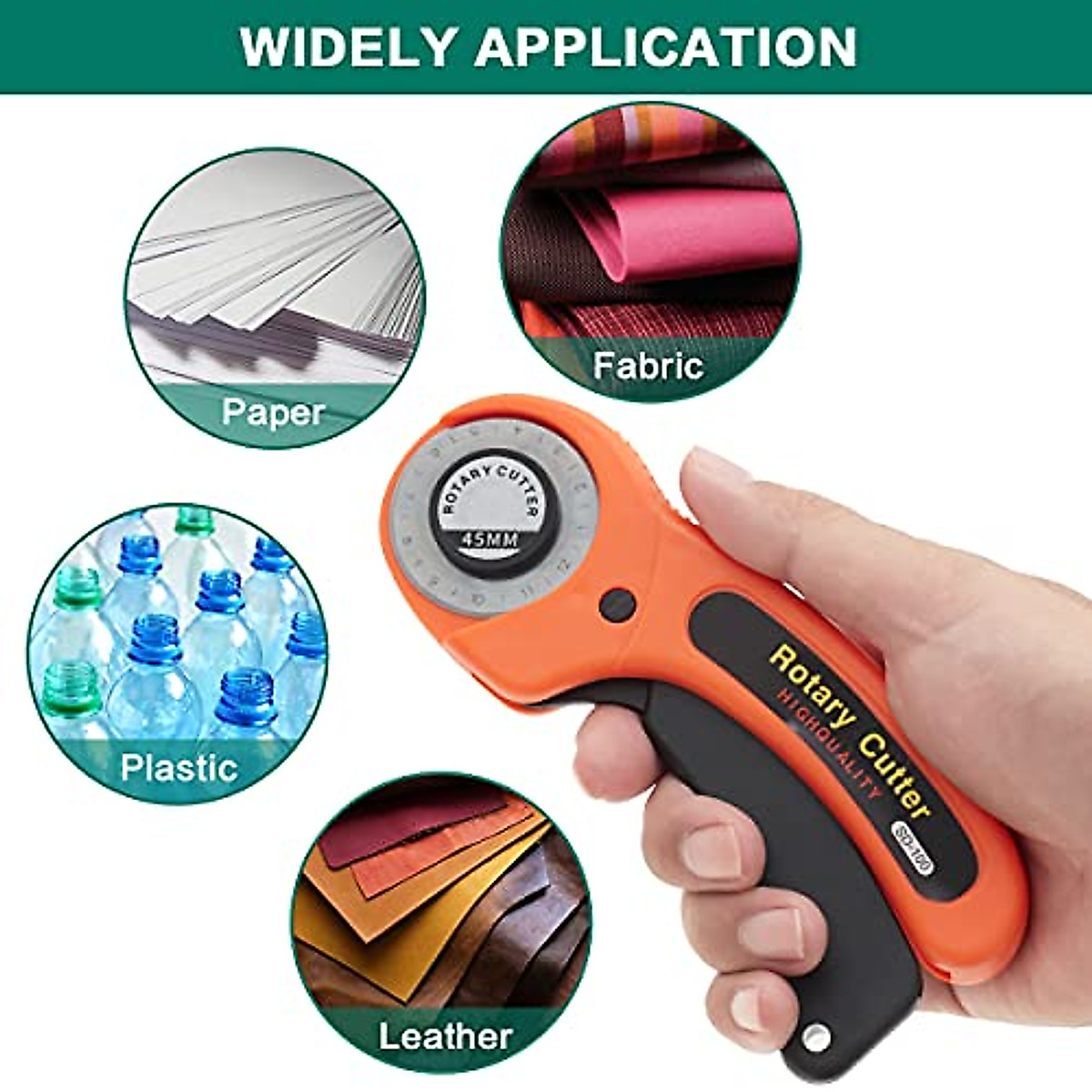 welltop Rotary Cutter Set, 96 PCS Quilting Kit 45mm Fabric Cutters Kit with 5 Extra Blades A4 Cutting Mat Acrylic Ruler Carving Knife Craft Clips Bags Full Tools for Crafting Sewing Patchworking