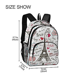 ALAZA Paris Badges French Eiffel Tower Love Laptop Outdoor Backpack for Women Men,Fits Under 15.6 Inch Laptop