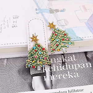 Rhinestone Christmas Tree Drop Dangle Earrings for Women Sparkling Stars Colorful Crystal Beaded Pearl Inlaid Santa Tree Stud Earrings Xmas Festival Party Holiday Jewelry Gift -Style 2