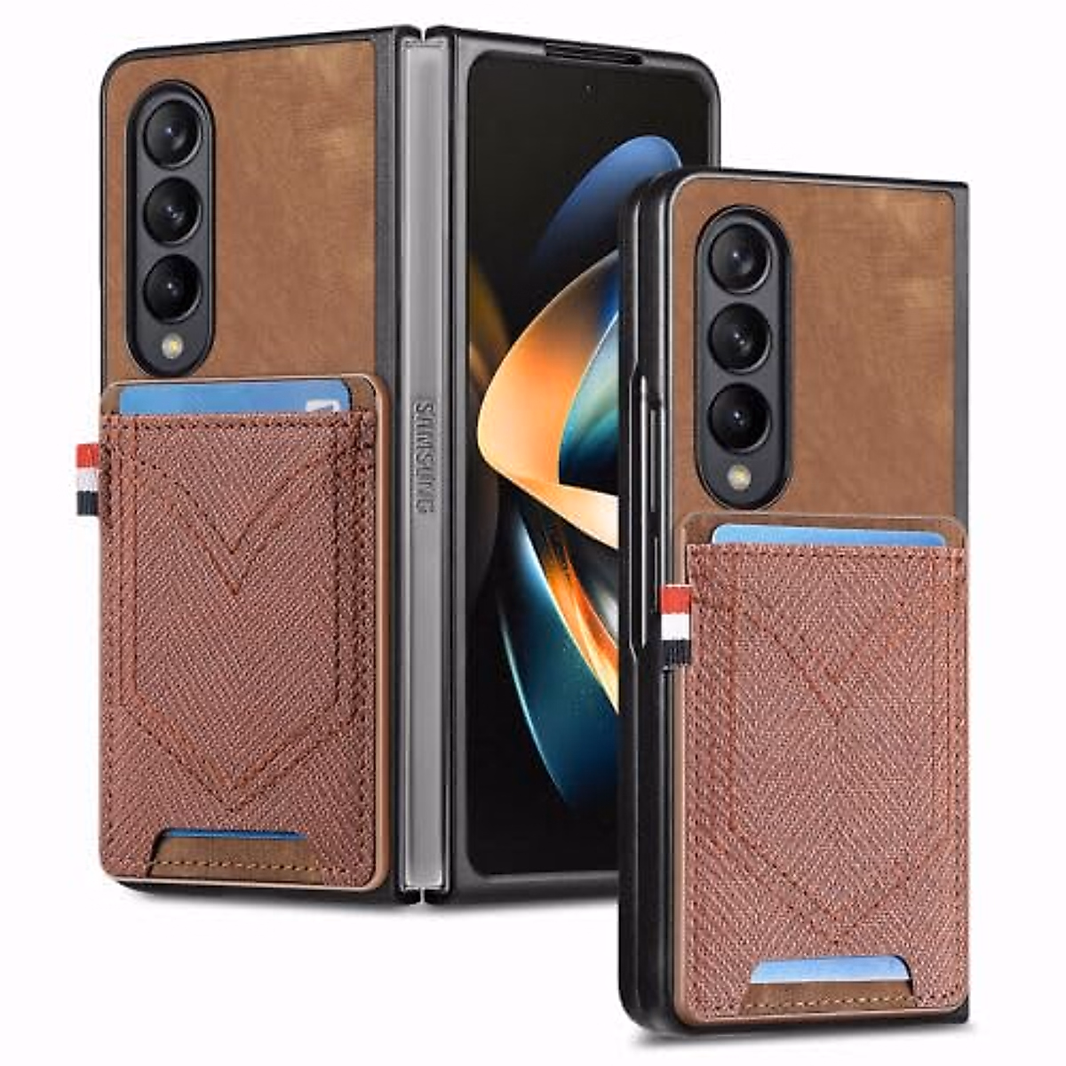 Case for Samsung Galaxy Z Fold 3 5G,Retro PU Leather Dustproof Fall Protection Shockproof Case Cover with Card Slot Compatible with Samsung Galaxy Z Fold 3 5G(Brown)
