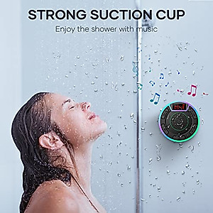 DUOTEN IPX7 Waterproof Speaker, Portable Bluetooth 5.0 Wireless Speaker with Suction Cup Shower Speaker, Longer Playtime RGB Lights, 360° Surround Sound Rich Bass for Outdoors, Travel, Pool, Beach