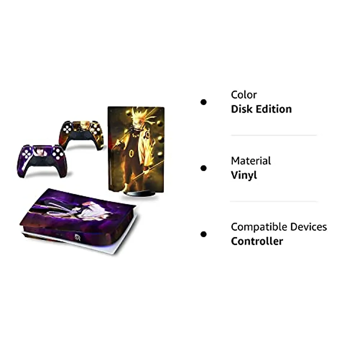 The Console Wrap Compatible with PS5 Console Skin and Controller Skins Set, Skin Wrap Decal Sticker Disk Edition, Leaf Shinobi Decal Kit
