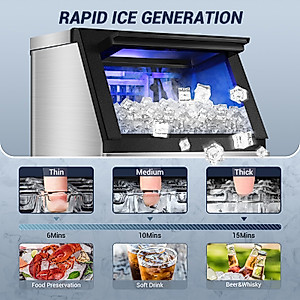 Commercial Ice Maker Machine 120LBS/24H with 30LBS Storage Bin, 15" Wide Undercounter/Freestanding Ice Maker Machine for Home Bar Outdoor, 40PCS Ice Cubes Ice Machine, Self Cleaning
