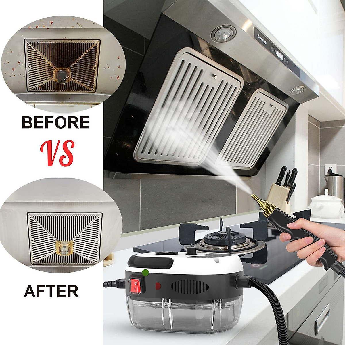 SOHAPY Pressure Steam Cleaner Handheld Steamer High Temp Portable Cleaning Machine, for Home Use Grout Tile Car Detailing Kitchen Furniture Bathroom (Black)