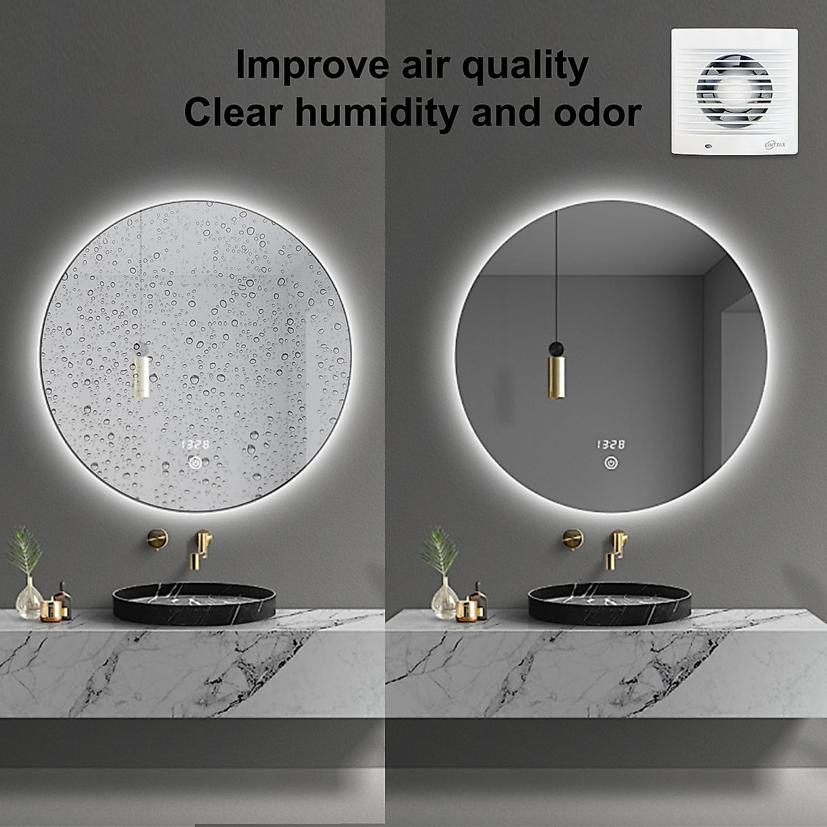 EINTTAX 4 Inch Bathroom Exhaust Fan, Wall/Window Mount Ventilation Bathroom Vent Fan, 34dB Low Noise, 12W, White, US Plug (EIN-E10)