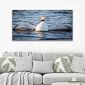 WRHIDBLSWRW Framed Canvas Wall Art Print On Canvas Loon Pictures Posters Artwork for Living Room Bedroom Ready to Hang Wall Decor 20X40