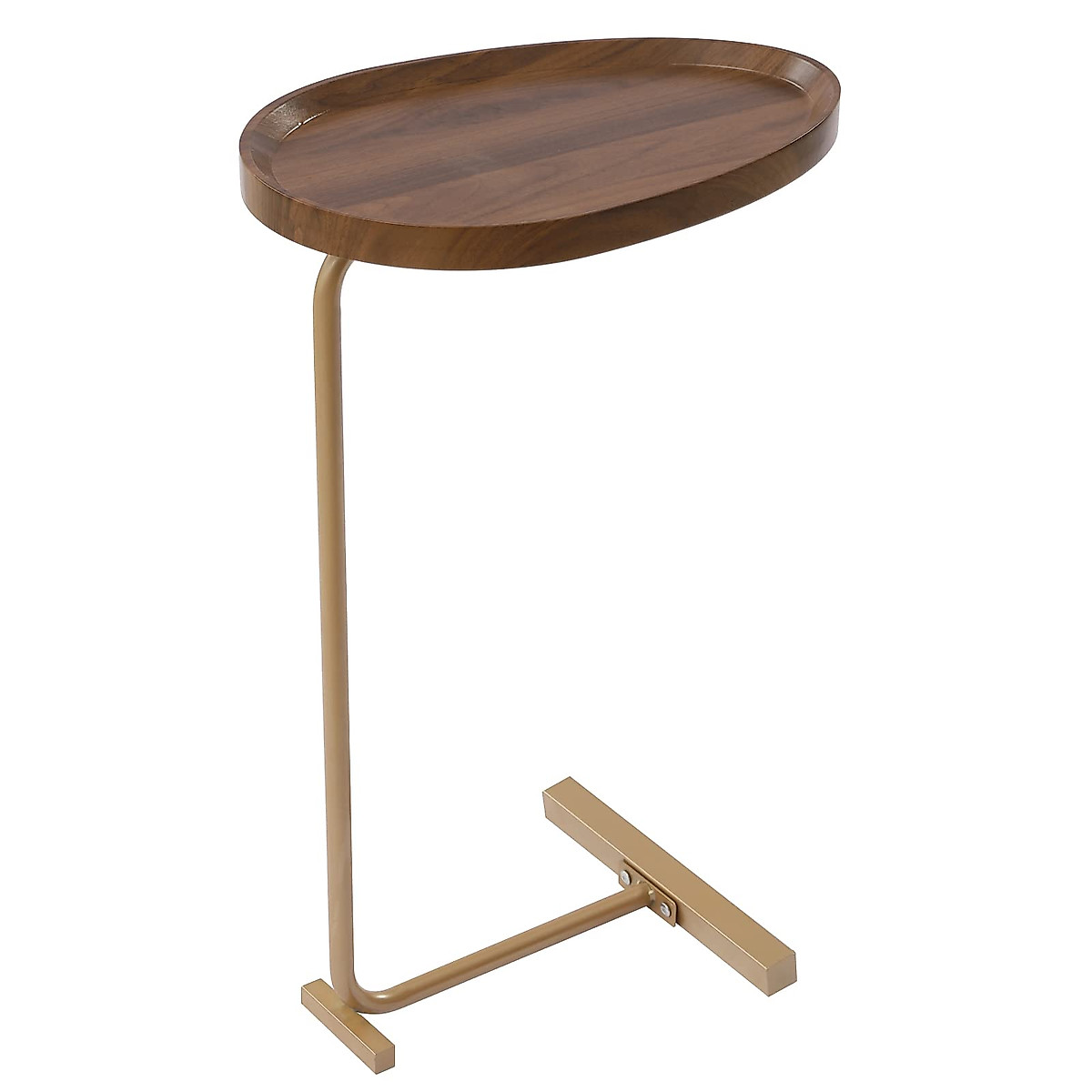 Small Side Table, C Shaped End Table, Wooden Coffee Table, Eating Couch Tables, Modern C Shaped Side End Table for for Living Room, Bedroom, Small Space