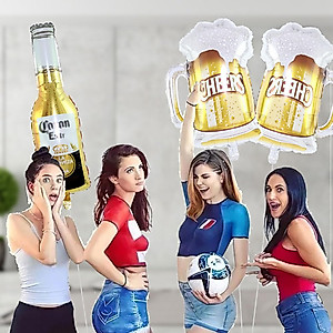 Siticoto Beer Cup Balloon, 40 inch Beer Bottle Mylar Balloons Large Foil Beer Cups Cheers Balloon for Summer Party, Beer Festival, Birthday Party Christmas Wedding Decorations (4Pcs)