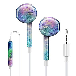 Aolcev 3.5mm Wired Headphones, Hi-Fi Stereo Earphones Noise Cancelling, in-Ear 3.5mm Jack Earbuds with Mic Volume Control for Samsung A13 A52s, Galaxy S10+, Android, iPad, Computer, Laptop, Purple