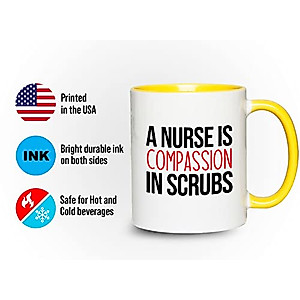 Bubble Hugs Nurse 2Tone Yellow Mug 11oz - A nurse is compassion - Labor Clinical Certified Nursing Assistant Surgical Emergency Oncology Practitioner