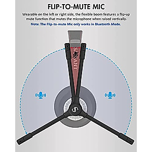 Sanfant Bluetooth Headset V5.0 Stereo Wireless On-Ear Headphones with Microphone Flip-up to Mute & USB Dongle, 22+Hrs Talktime Bluetooth/Wired Office Headset for PC/Laptop/Computer/Cell Phone