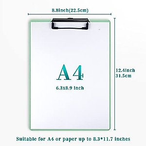 Ysenchan Plastic Clipboards (Set of 4), Multiple Color Clip Board with Metal Clip, Clip Boards for Doctor, Nurse, Teacher, Student, Clerk